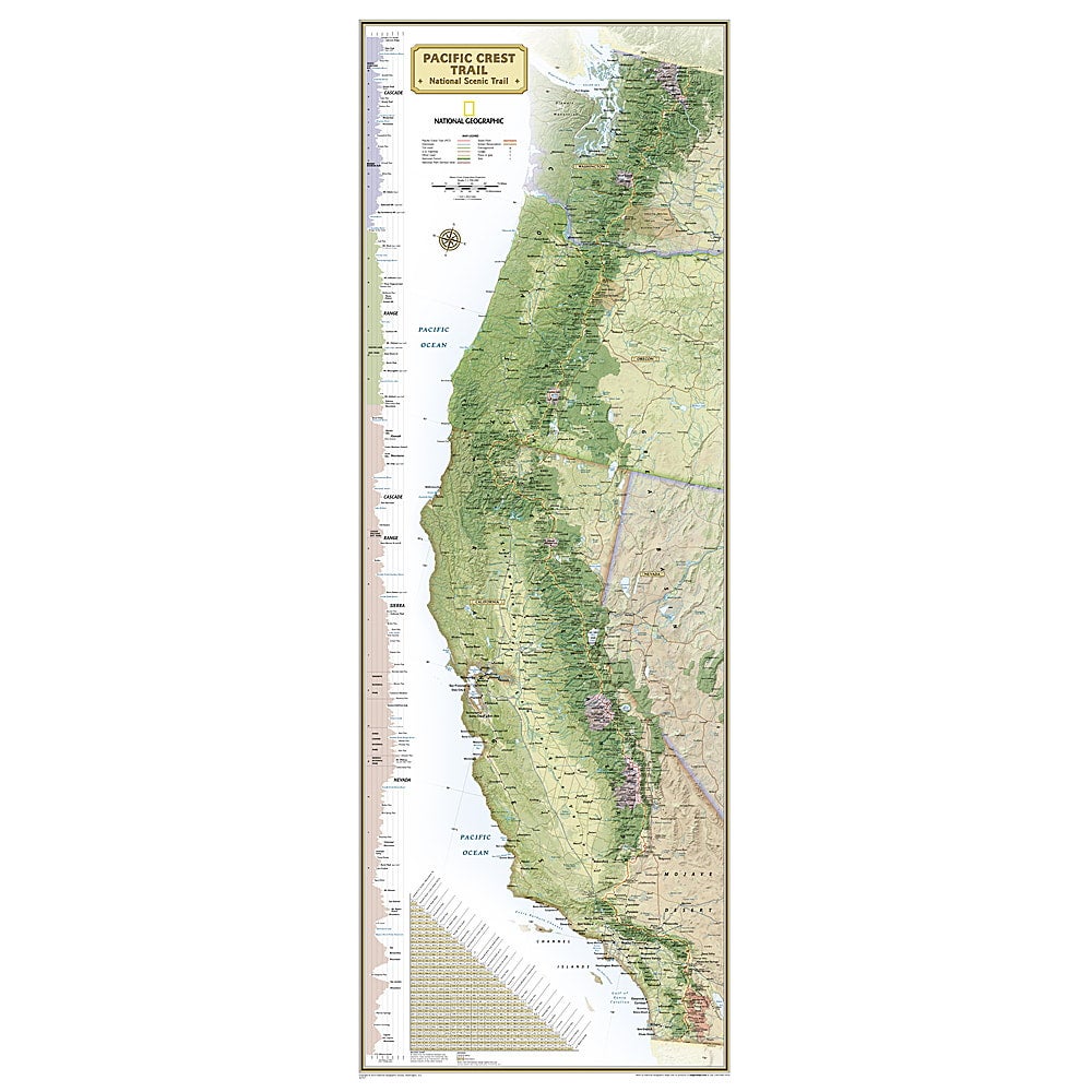 PCT Wall Map by National Geographic | Triple Crown Outfitters